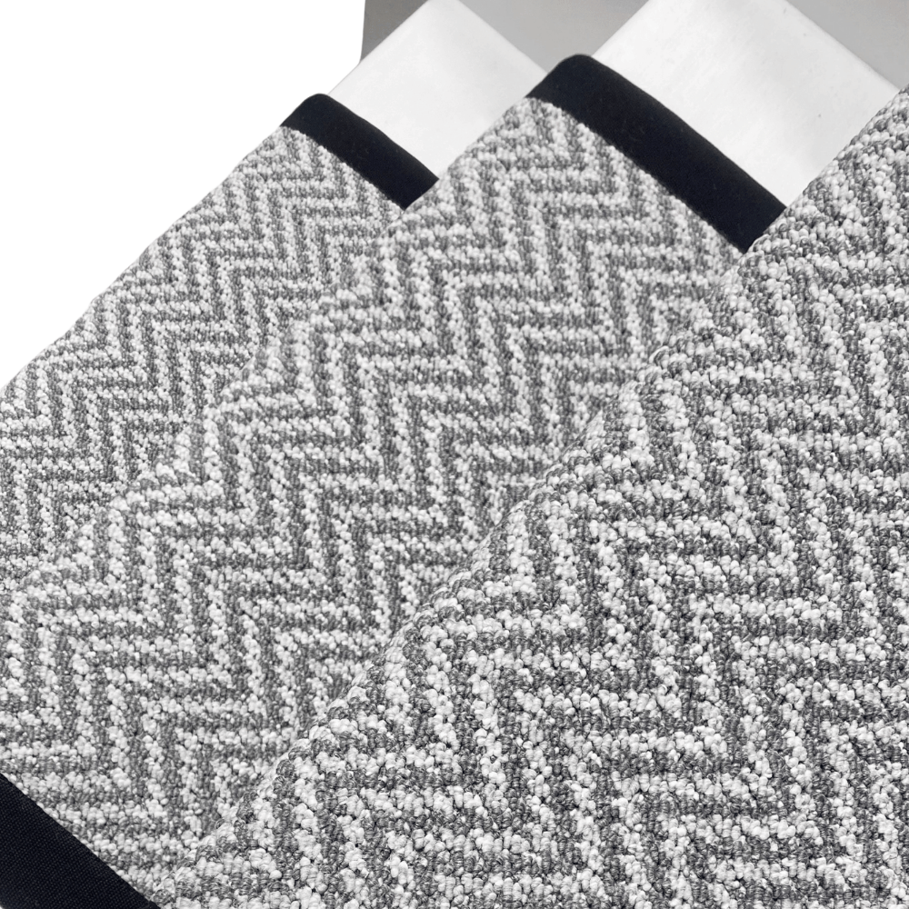 Lucia Herringbone Grey/White Stair Runner | Carpet Warehouse