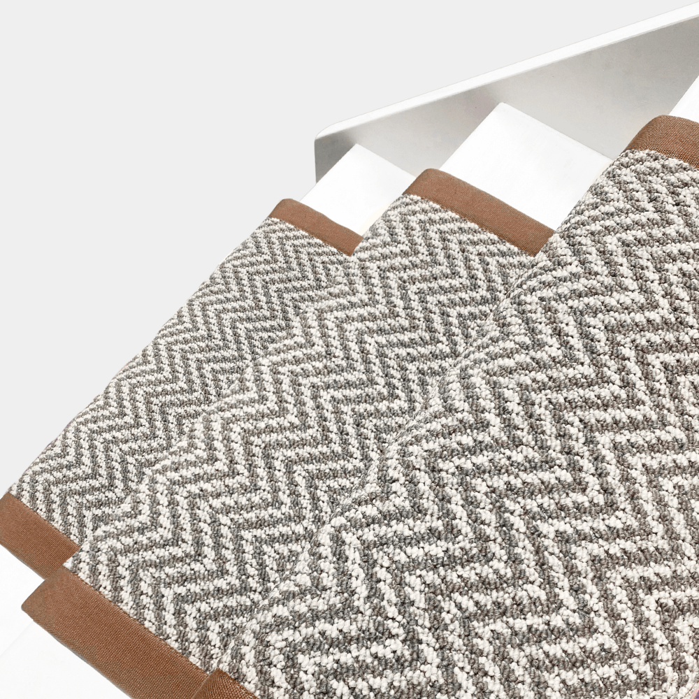 Lucia Herringbone Mushroom/Cream Stair Runner | Carpet Warehouse