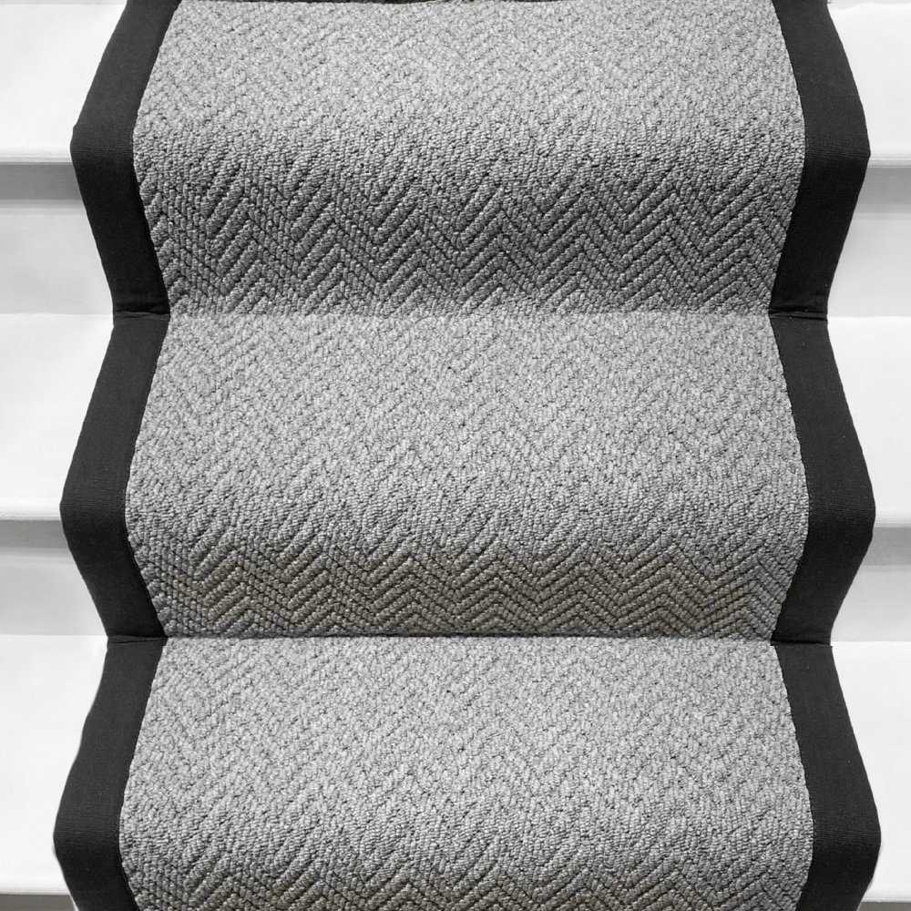 Lucia Herringbone Silver Stair Runner | Carpet Warehouse
